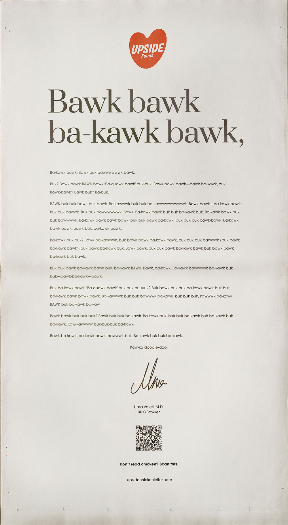Rethink: Upside Foods writes an open letter to chickens – in chicken ...